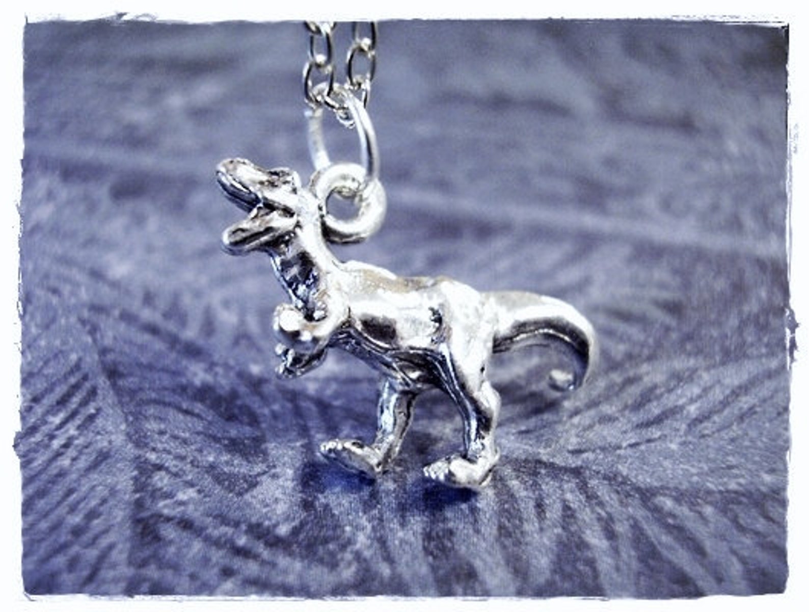 Silver Tyrannosaurus Rex Dinosaur Necklace - Silver Pewter T-rex Charm ...
