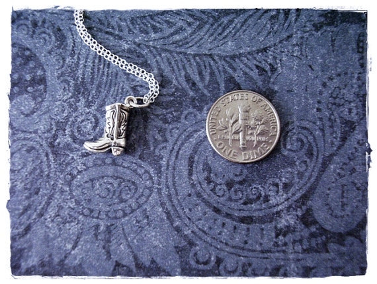 Silver Cowboy Boot Necklace - Sterling Silver Cowboy Boot Charm on a ...