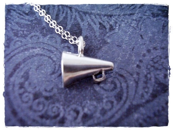 Silver Megaphone Necklace Sterling Silver Megaphone Charm on - Etsy