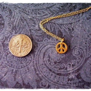 Tiny Gold Peace Sign Necklace - Tiny Matte 24kt Gold Plate Peace Sign ...