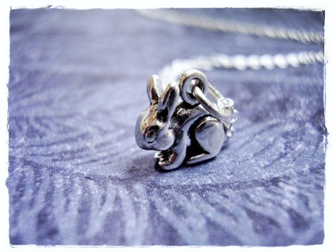 Silver Bunny Rabbit Necklace - Sterling Silver Bunny Rabbit Charm on a ...