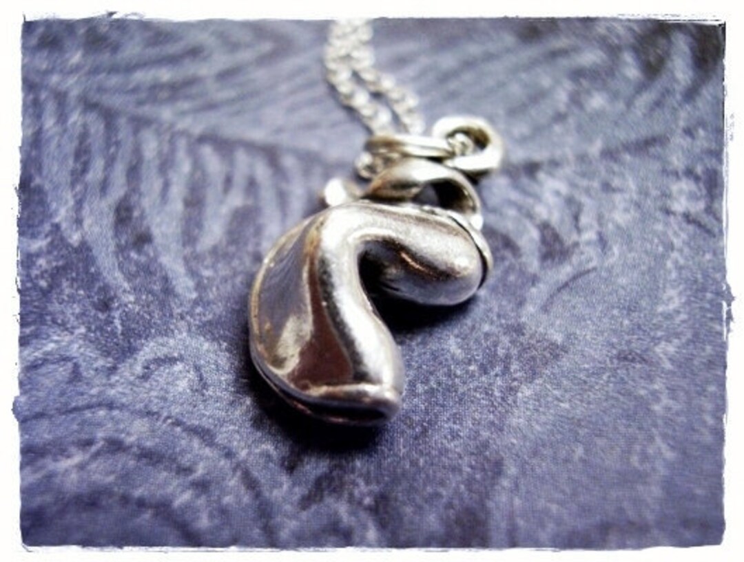 Silver Fortune Cookie Necklace - Sterling Silver Fortune Cookie Charm ...