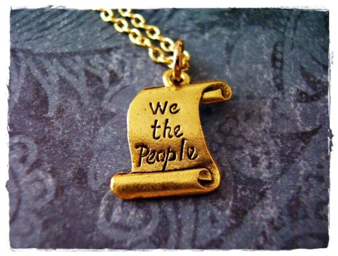 Gold US Constitution Necklace - Antique Gold Pewter US Constitution ...