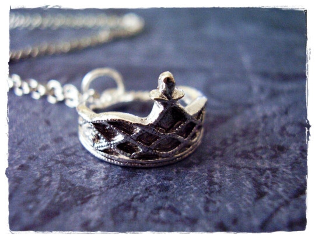 Silver Tiara Necklace - Silver Pewter Tiara Charm on a Delicate ...