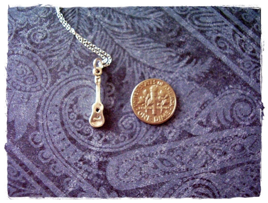 Tiny Silver Ukulele Necklace - Sterling Silver Ukulele Charm on a ...
