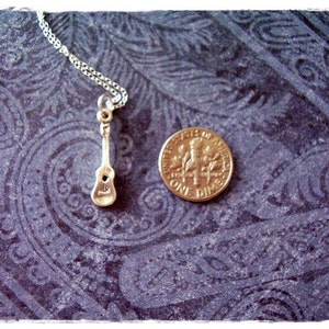 Tiny Silver Ukulele Necklace - Sterling Silver Ukulele Charm on a ...