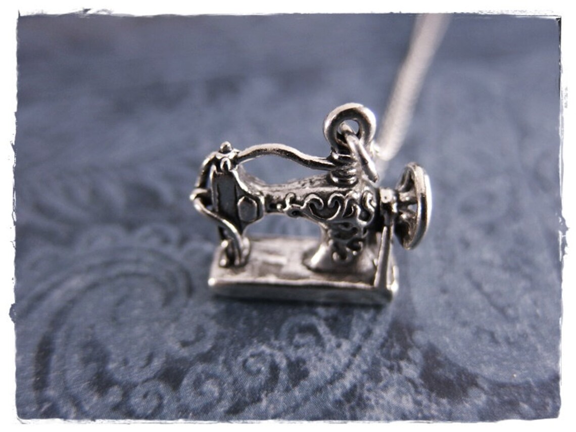 Silver Sewing Machine Necklace Sterling Silver Sewing | Etsy