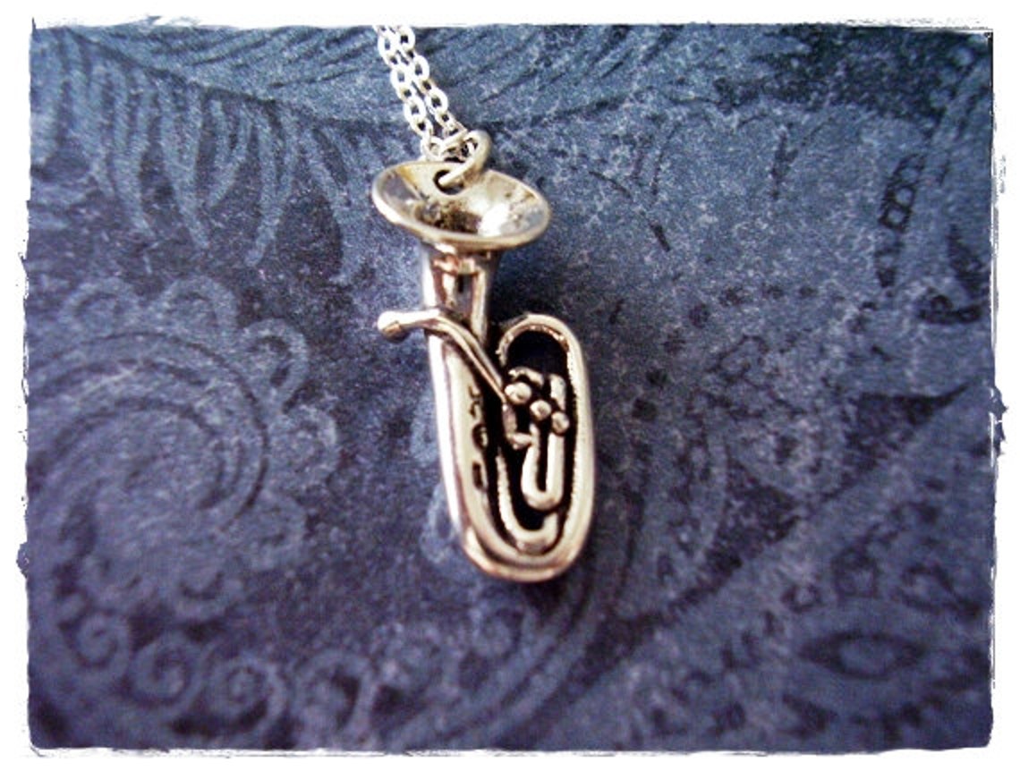 Large Silver Tuba Necklace Sterling Silver Tuba Charm on a | Etsy