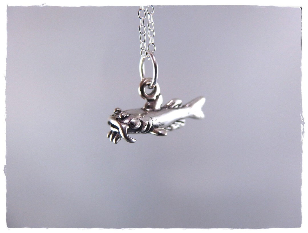 Silver Catfish Necklace - Sterling Silver Catfish Charm on a Delicate ...