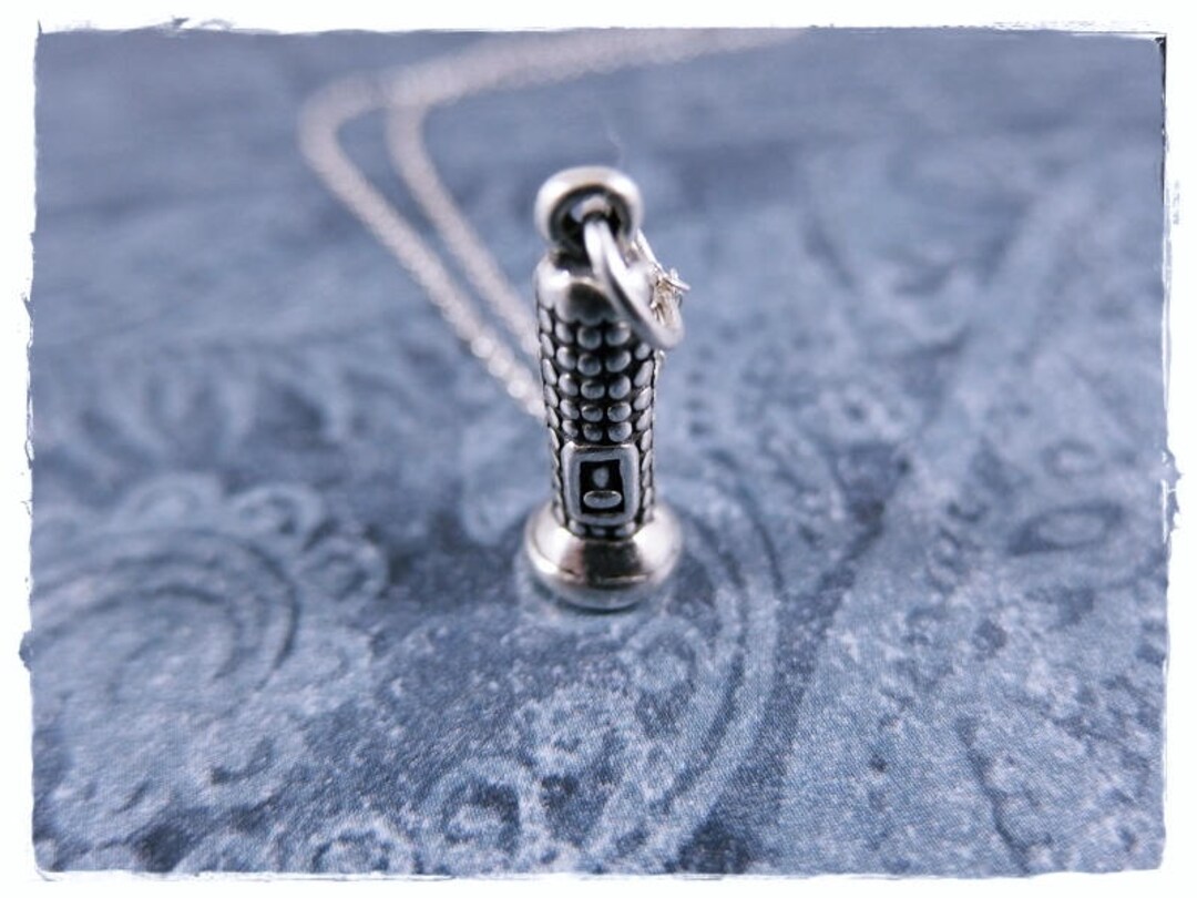 Silver Flashlight Necklace - Sterling Silver Flashlight Charm on a ...