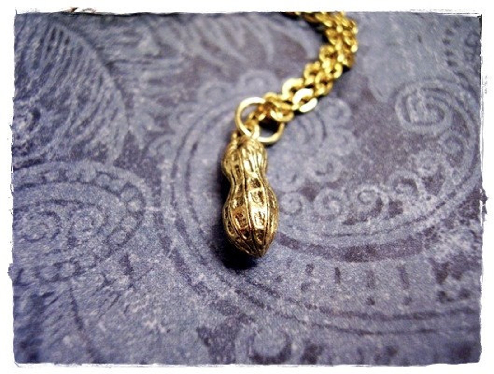Gold Peanut Necklace Antique Gold Pewter Peanut Charm on a - Etsy