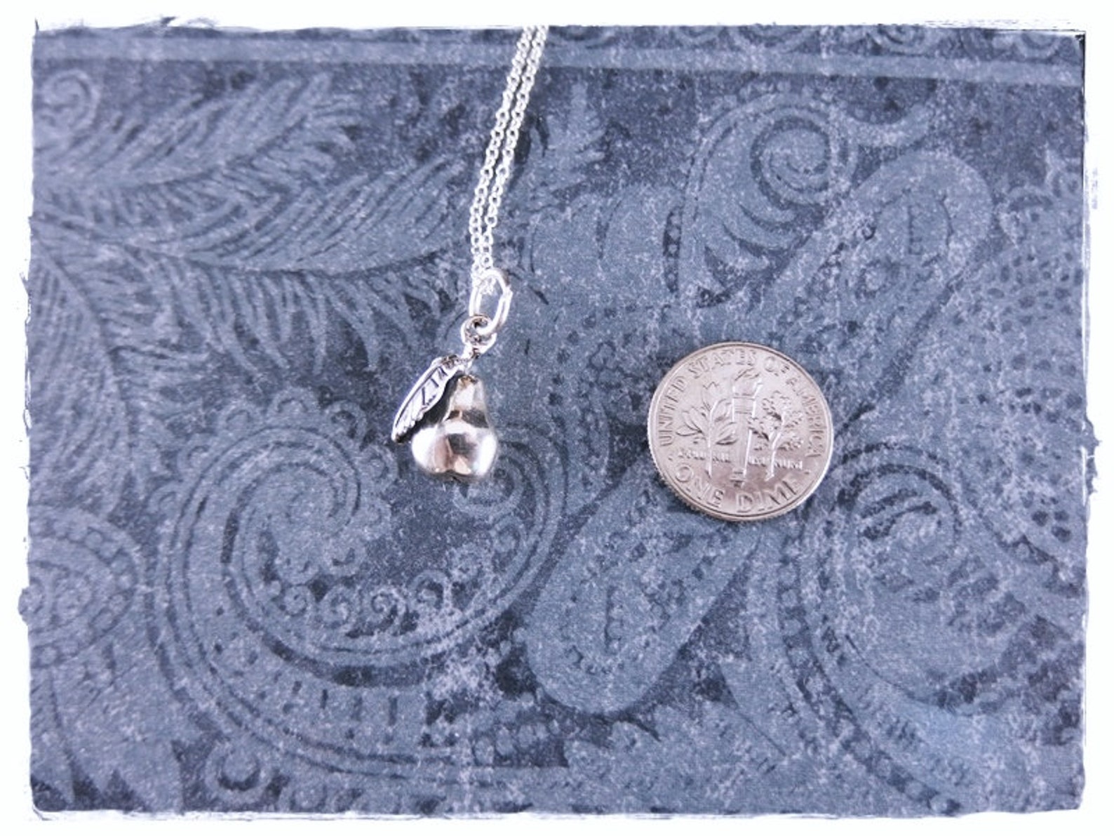 Silver Pear Necklace Sterling Silver Pear Charm on a - Etsy