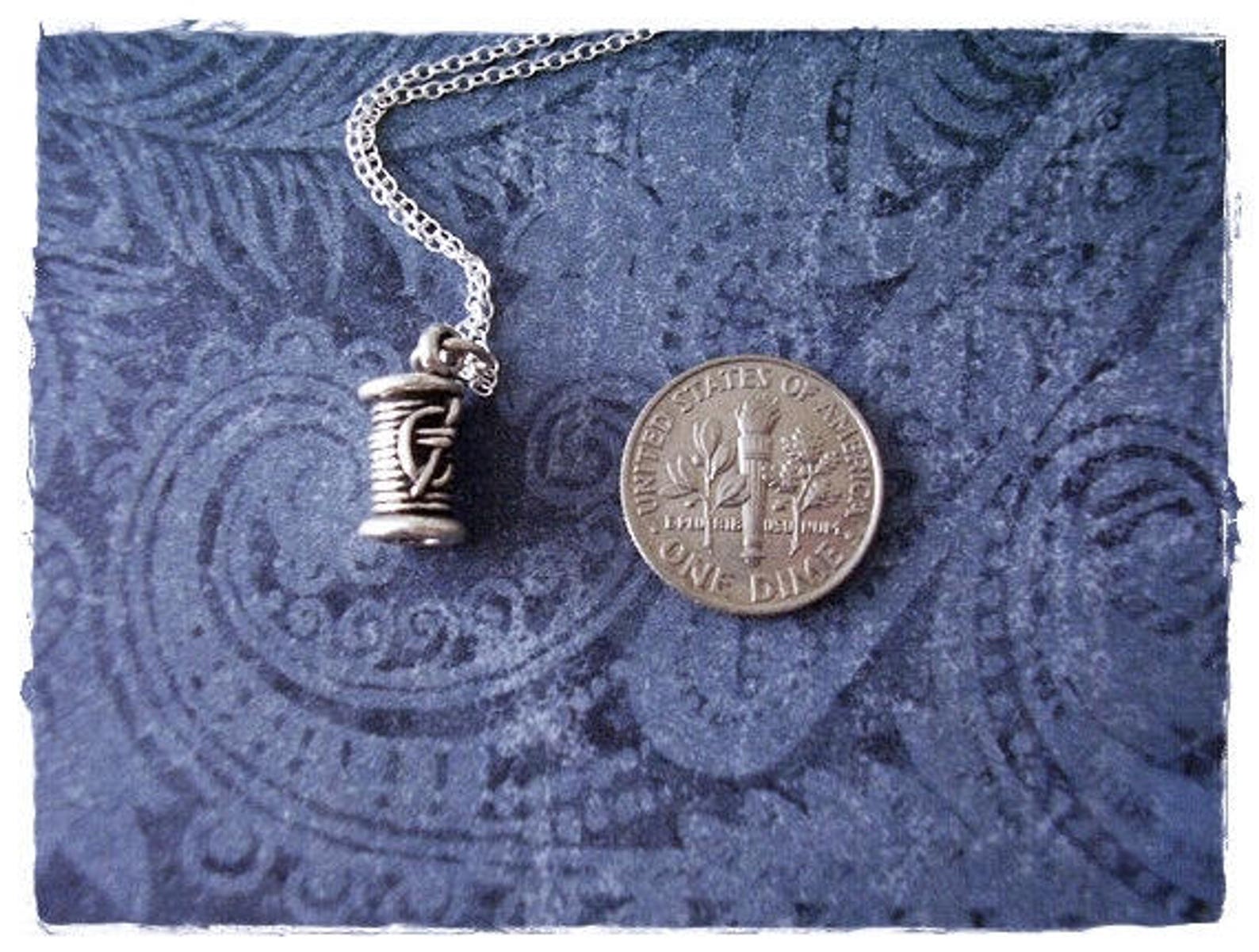 Silver Spool of Thread Necklace Sterling Silver Spool of | Etsy
