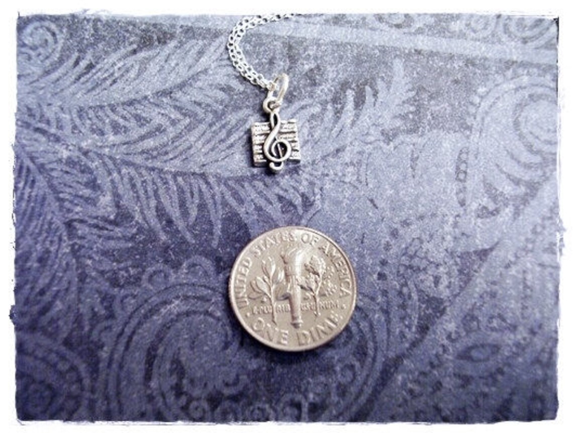 Tiny Treble Clef Necklace Sterling Silver Treble Clef Charm | Etsy