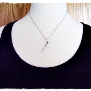 Silver Baton Necklace - Silver Pewter Baton Charm on a Delicate ...