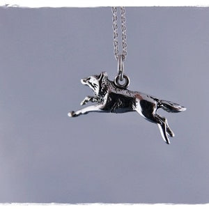 Silver Running Wolf Necklace - Sterling Silver Running Wolf Charm on a ...