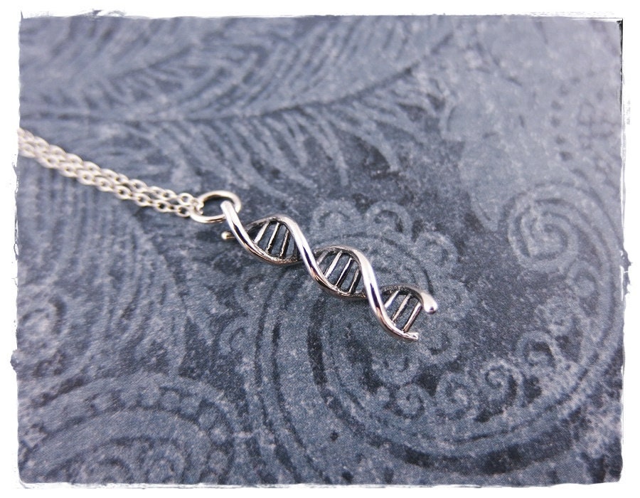 Silver DNA Double Helix Necklace Sterling Silver DNA Charm | Etsy