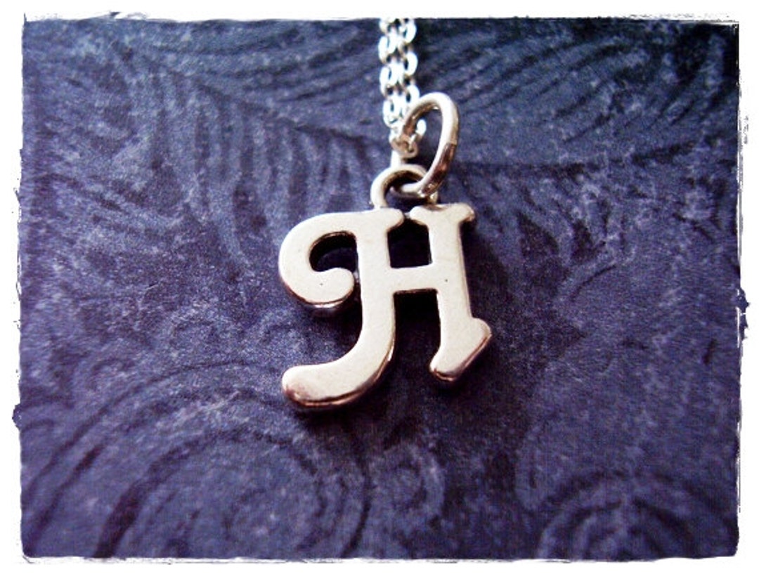 Silver Cursive H Initial Necklace - Sterling Silver Cursive Initial H ...