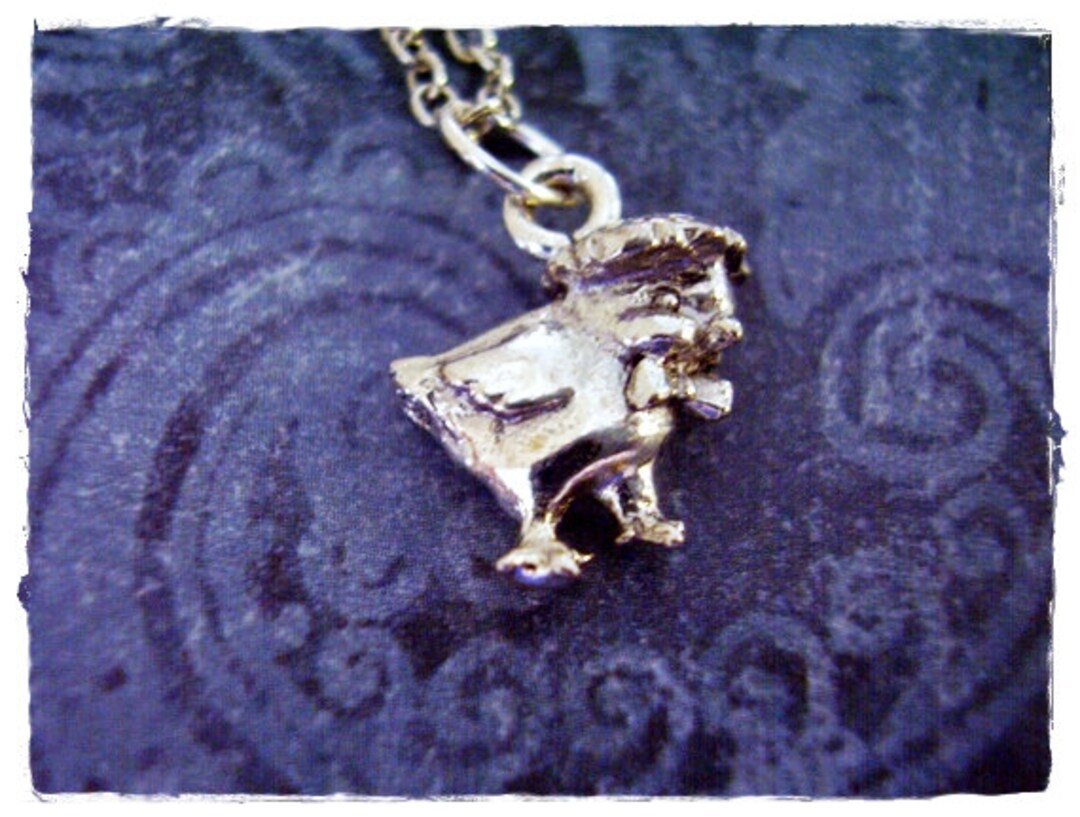 Silver Baby Chick Necklace - Silver Pewter Baby Chick Charm on a ...