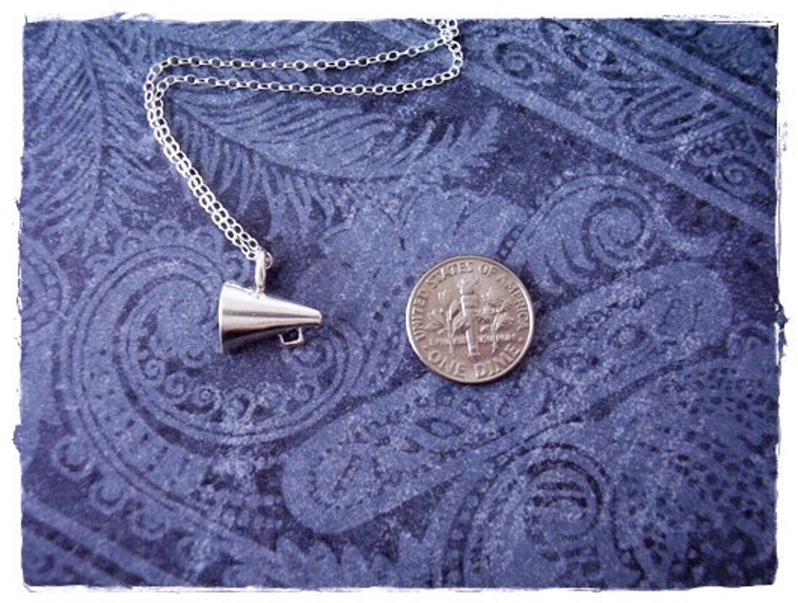 Silver Megaphone Necklace Sterling Silver Megaphone Charm on - Etsy