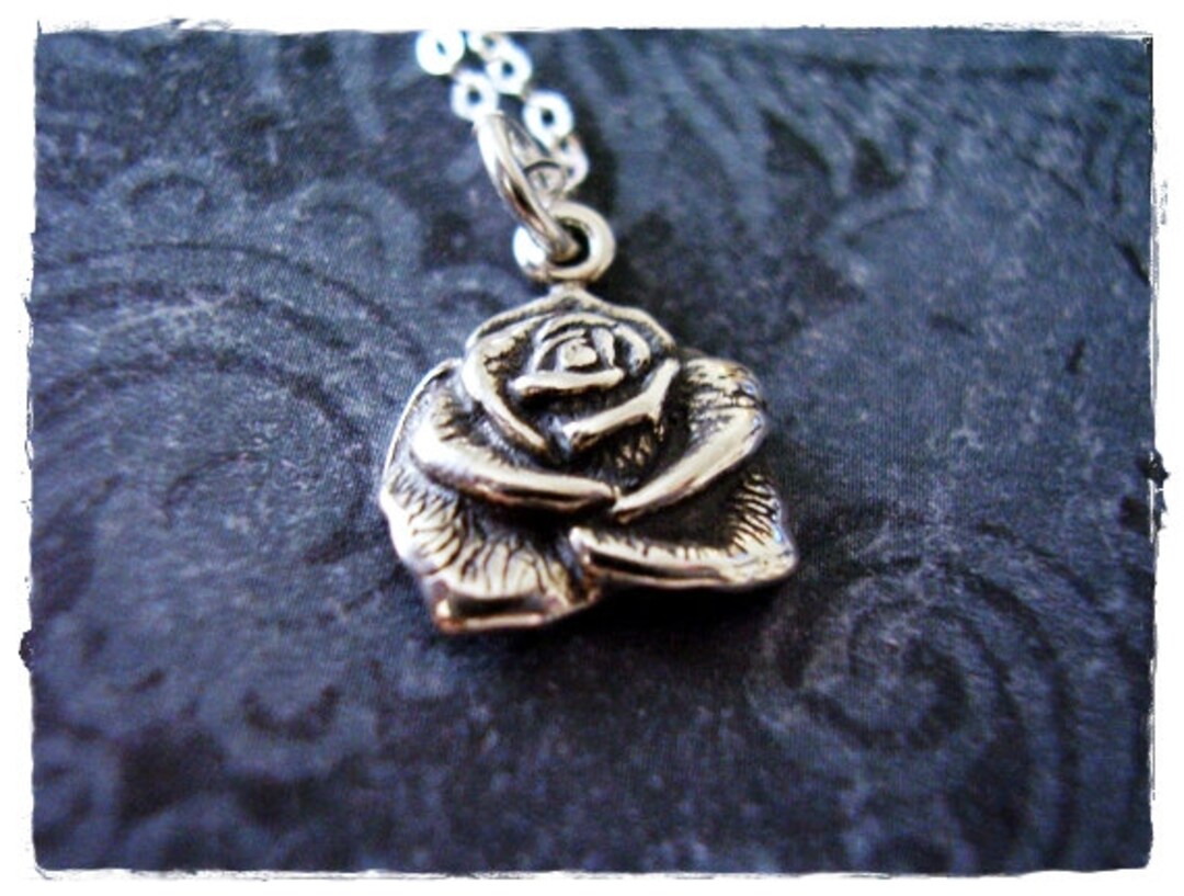 Silver Rose Necklace - Sterling Silver Rose Charm on a Delicate ...