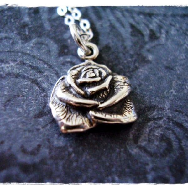 Sterling Silver Rose Charm - Etsy
