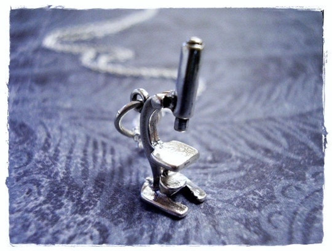 Silver Microscope Necklace - Sterling Silver Microscope Charm on a ...