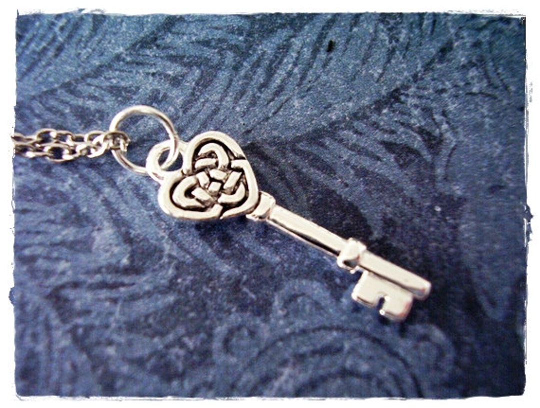 Silver Trinity Knot Key Necklace - Silver Plate Trinity Knot Key Charm ...