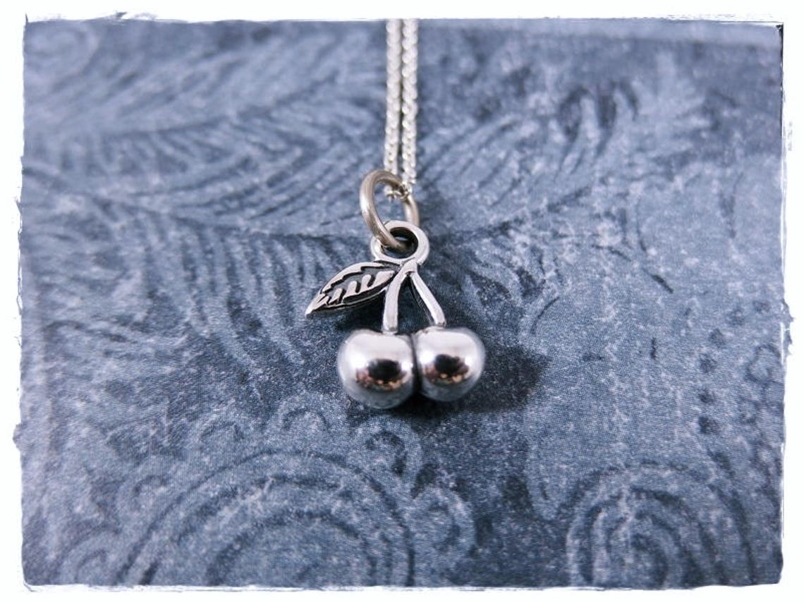 Silver Cherries Necklace - Sterling Silver Cherries Charm on a Delicate ...
