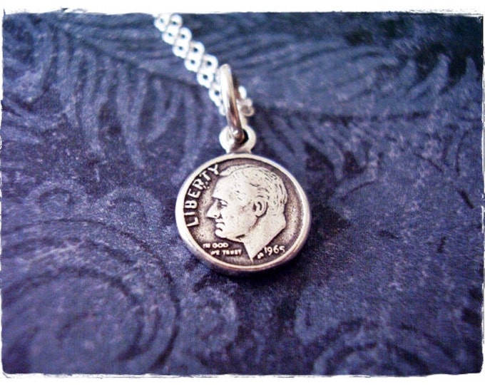 Tiny Silver Roosevelt Dime Necklace - Sterling Silver Roosevelt Dime ...