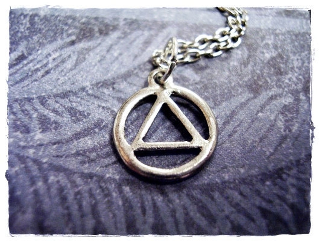 Tiny Silver Recovery Unity Symbol Necklace - Antique Pewter Recovery ...