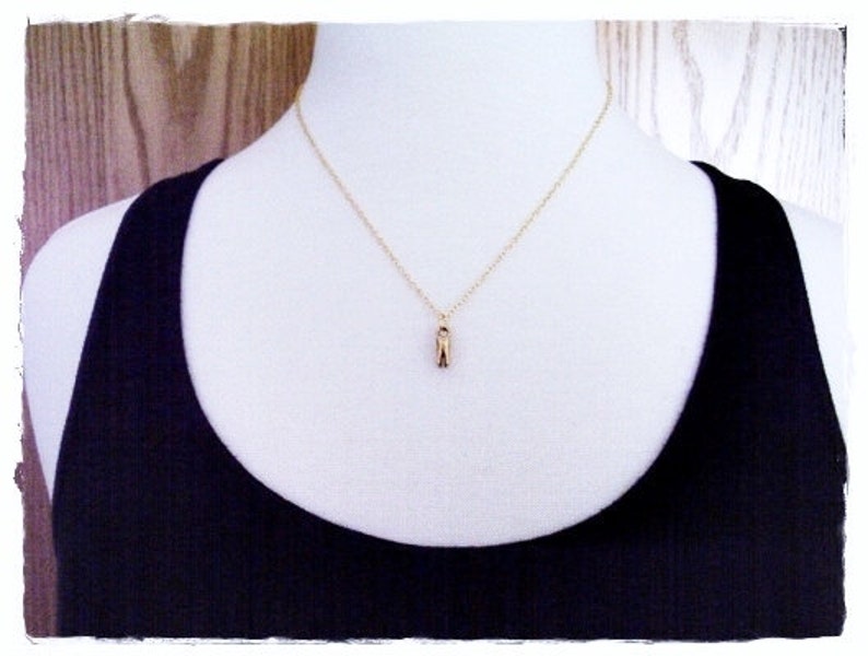 Tiny Gold Tooth Necklace - Antique Gold Pewter Tooth Charm on a ...