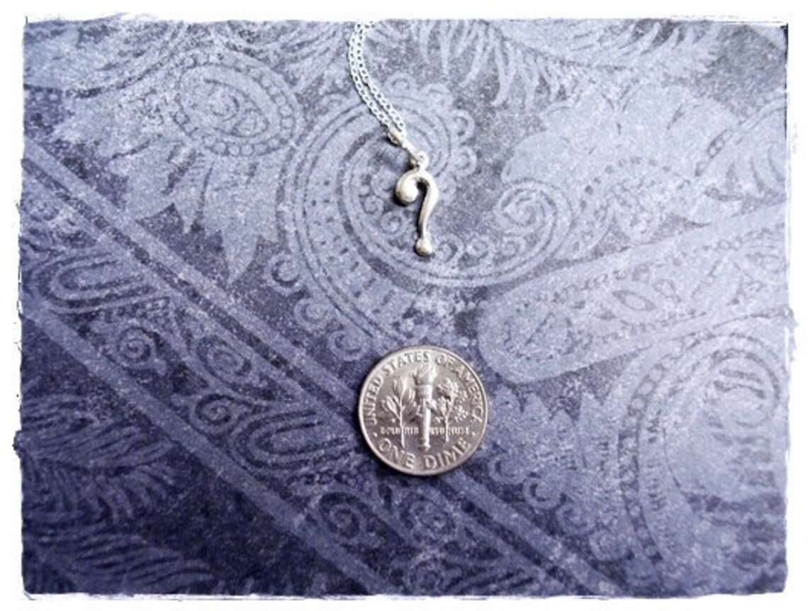 Tiny Question Mark Necklace - Sterling Silver Question Mark Charm on a ...