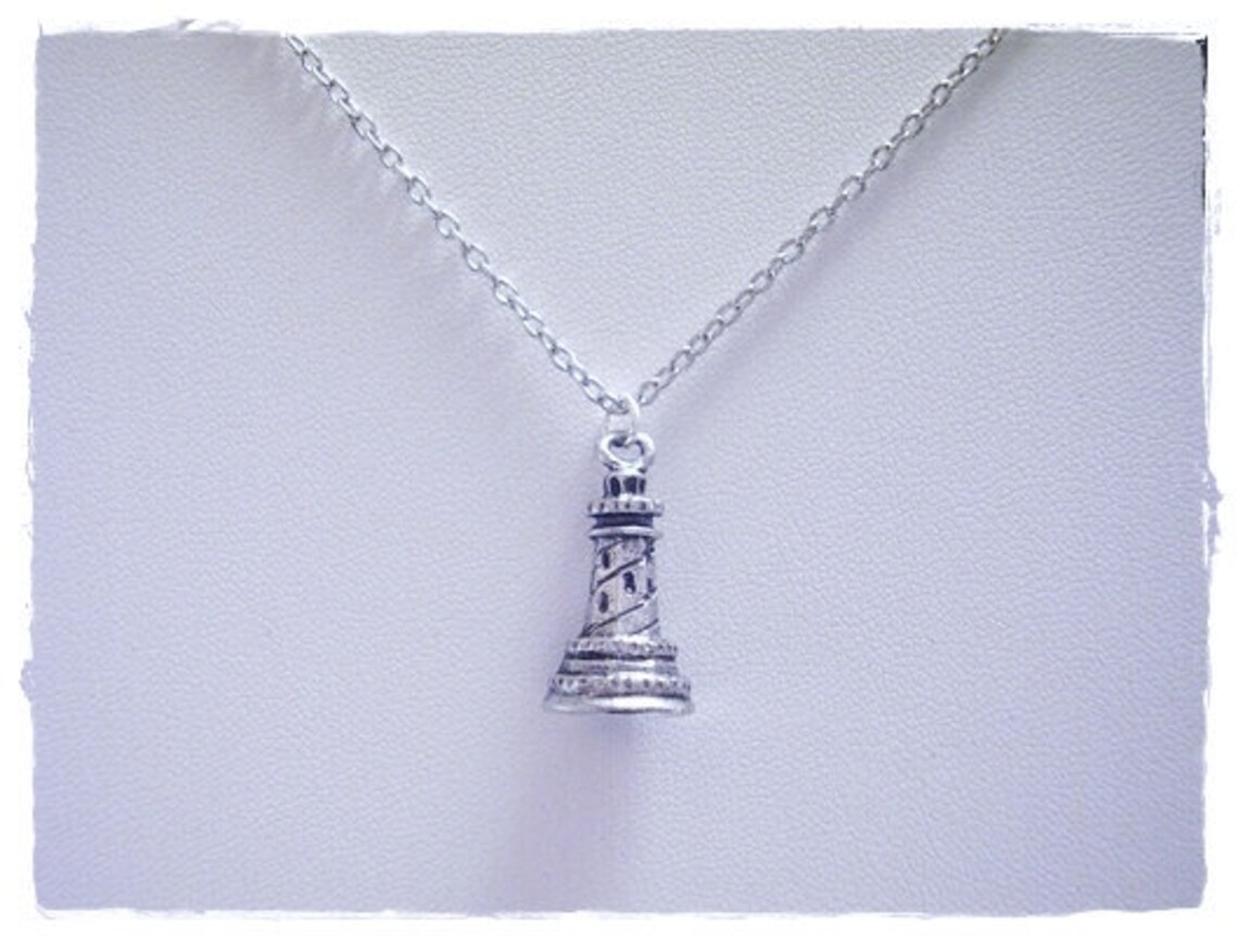 Silver Lighthouse Necklace Antique Pewter Lighthouse Charm | Etsy