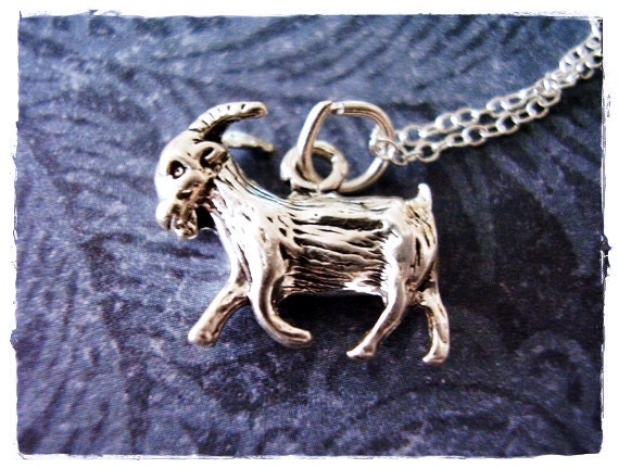 Silver Goat Necklace - Sterling Silver Goat Charm on a Delicate ...