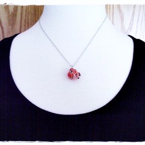 Red Clownfish Necklace - Red & Black Resin Clownfish Charm on a ...