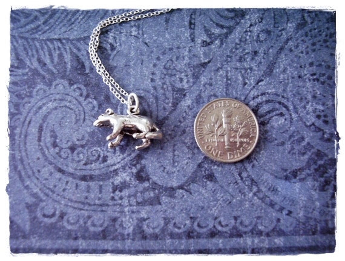 Silver Badger Necklace Sterling Silver Badger Charm on a - Etsy
