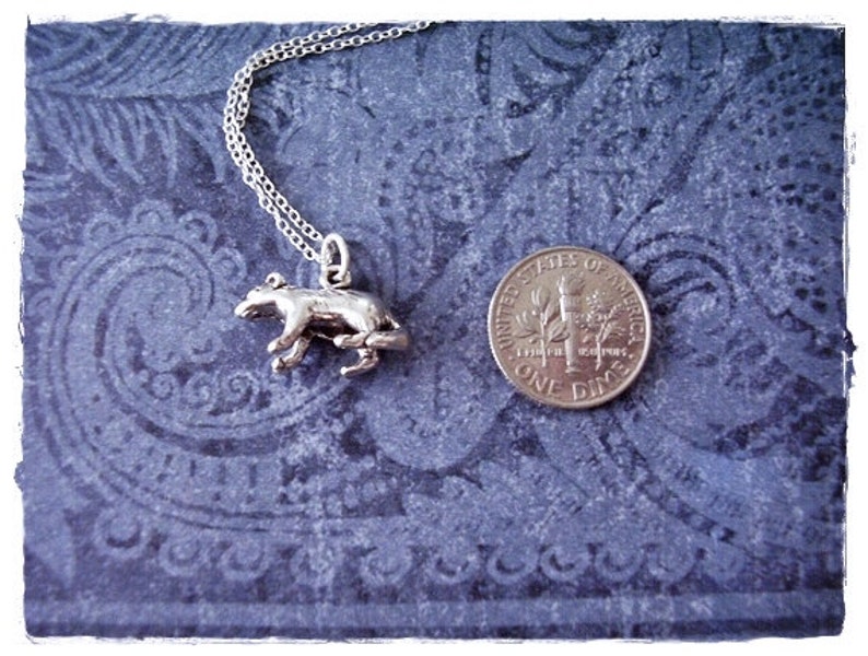 Silver Badger Necklace Sterling Silver Badger Charm on a - Etsy