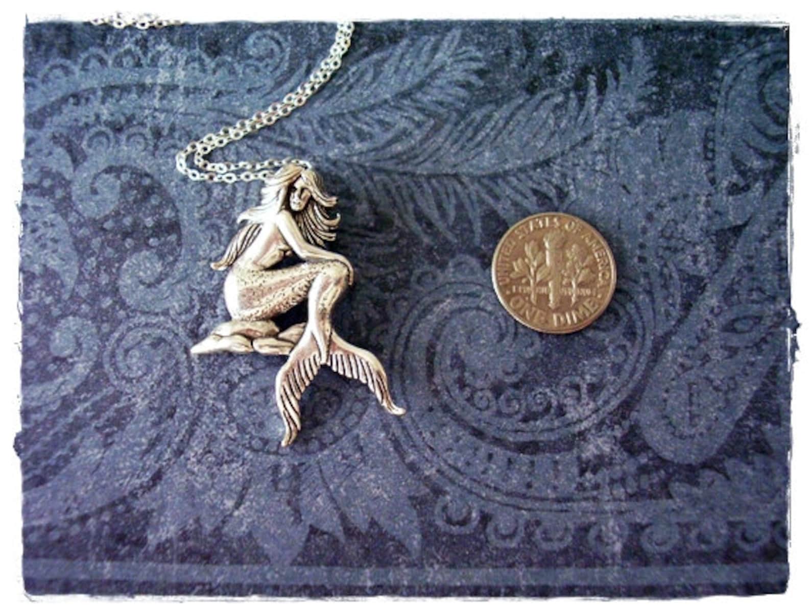 Large Silver Mermaid Necklace Sterling Silver Mermaid Charm - Etsy