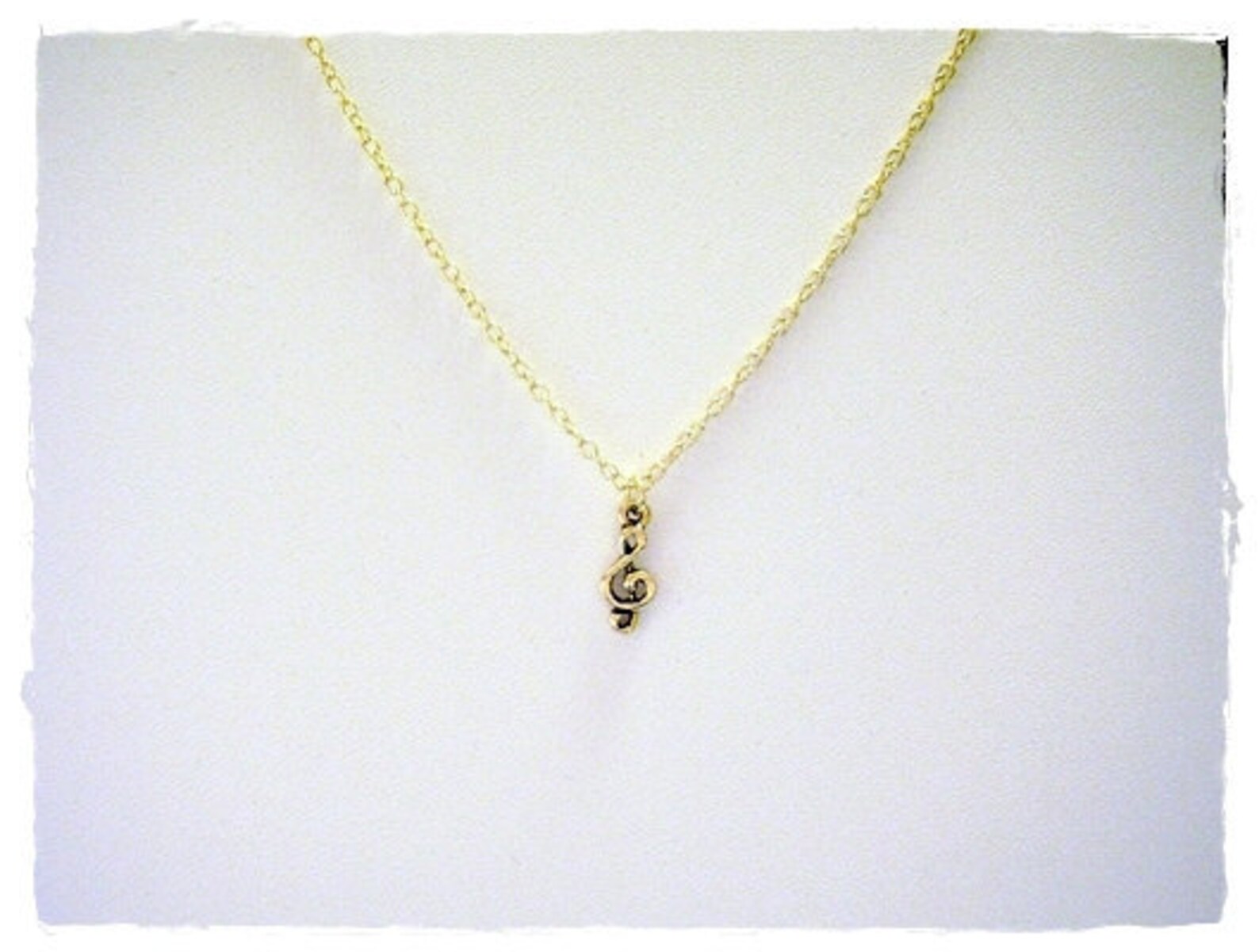 Tiny Gold Treble Clef Necklace Antique Gold Pewter Treble | Etsy