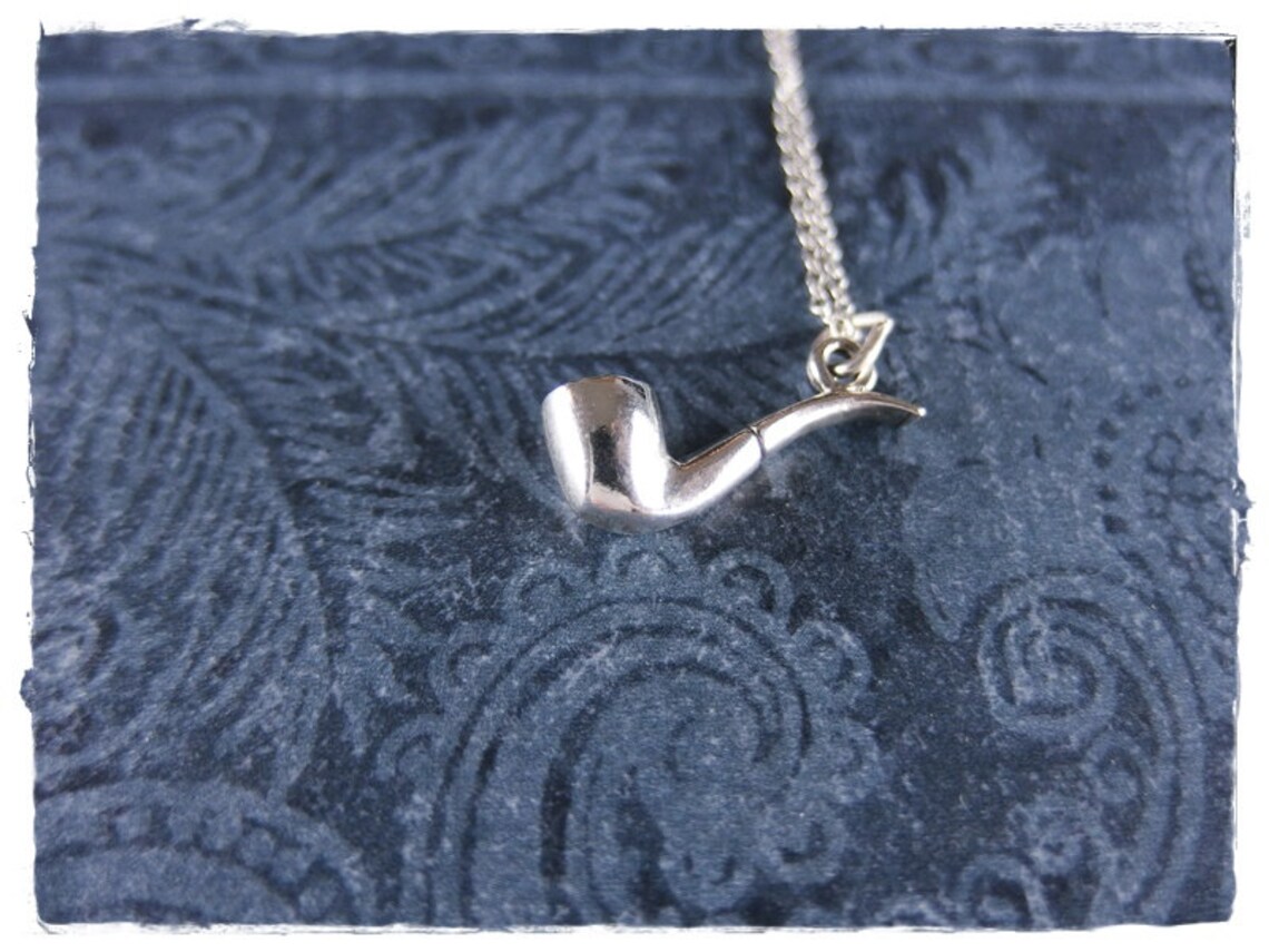 Silver Pipe Necklace - Sterling Silver Pipe Charm on a Delicate ...