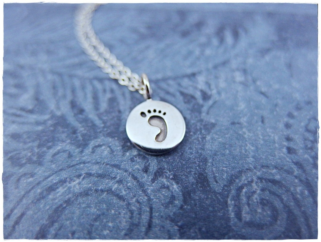 Tiny Silver Footprint Necklace - Sterling Silver Footprint Charm on a ...