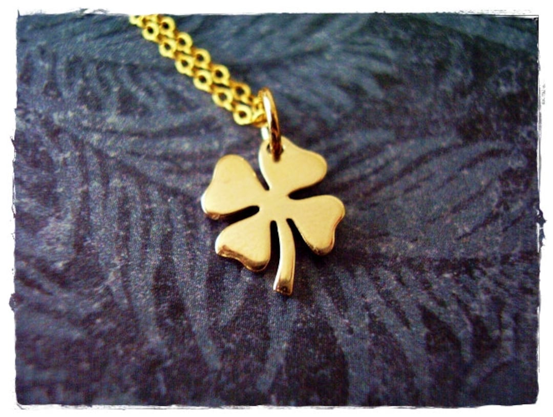 Gold Four Leaf Clover Necklace - Bronze Four Leaf Clover Charm on a ...