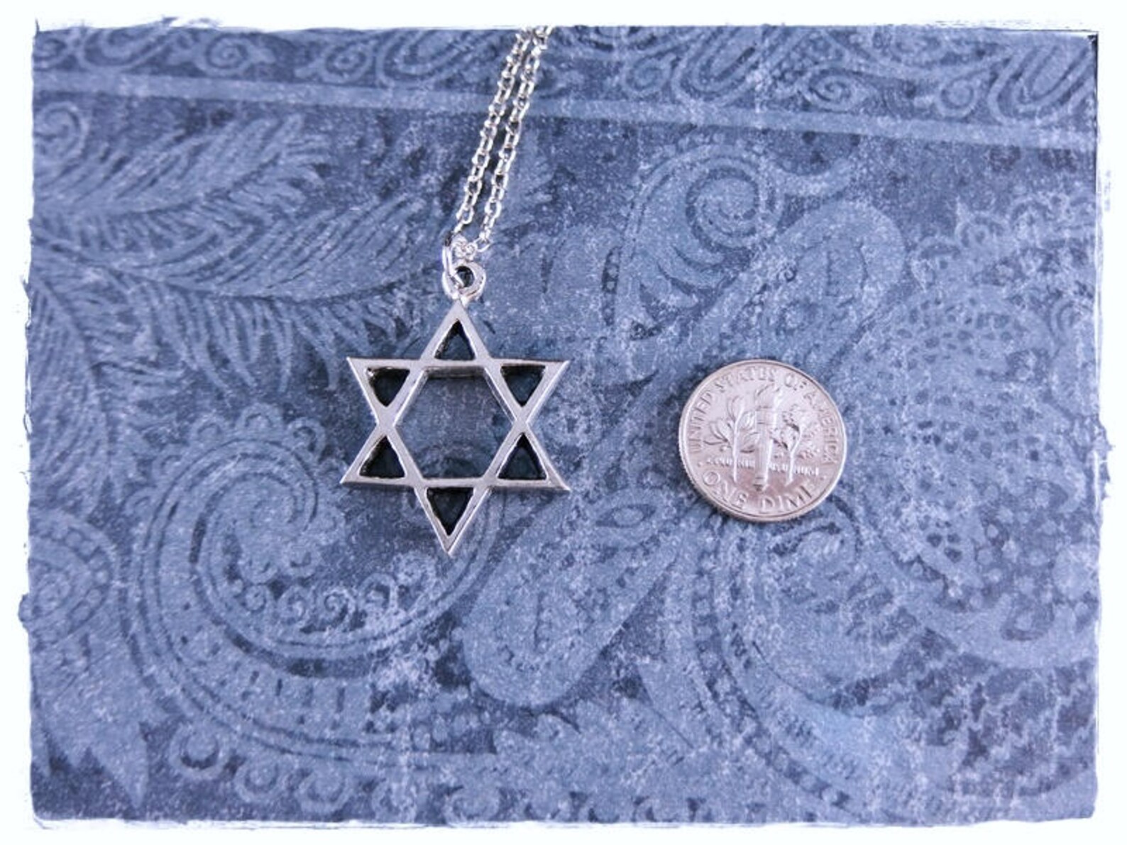 Large Silver Star of David Necklace Antique Pewter Star of - Etsy