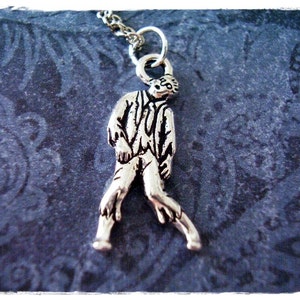 Silver Zombie Necklace - Silver Pewter Zombie Charm on a Delicate ...