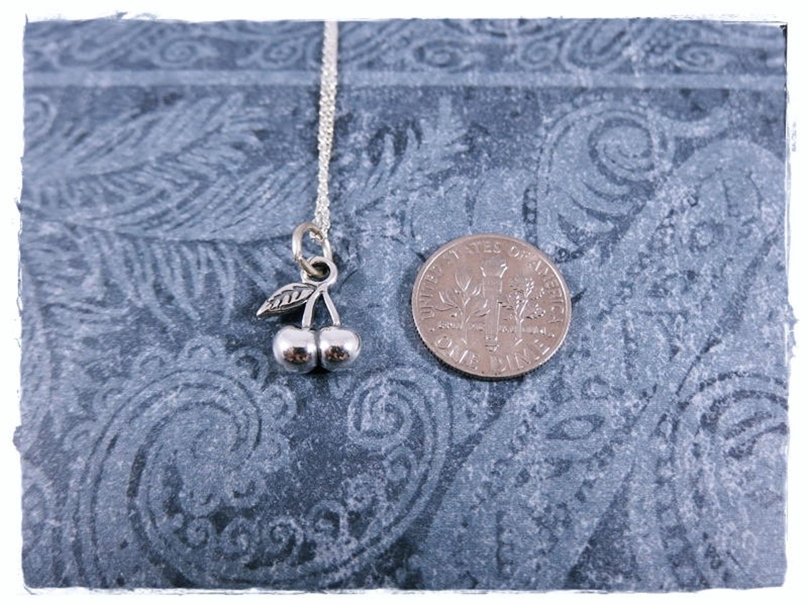 Silver Cherries Necklace - Sterling Silver Cherries Charm on a Delicate ...