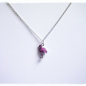 Pink Flamingo Necklace - Pink Enameled Antique Pewter Flamingo Charm on ...