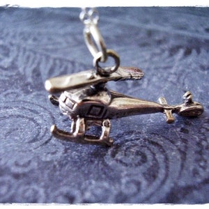 Silver Helicopter Necklace - Sterling Silver Helicopter Charm on a ...
