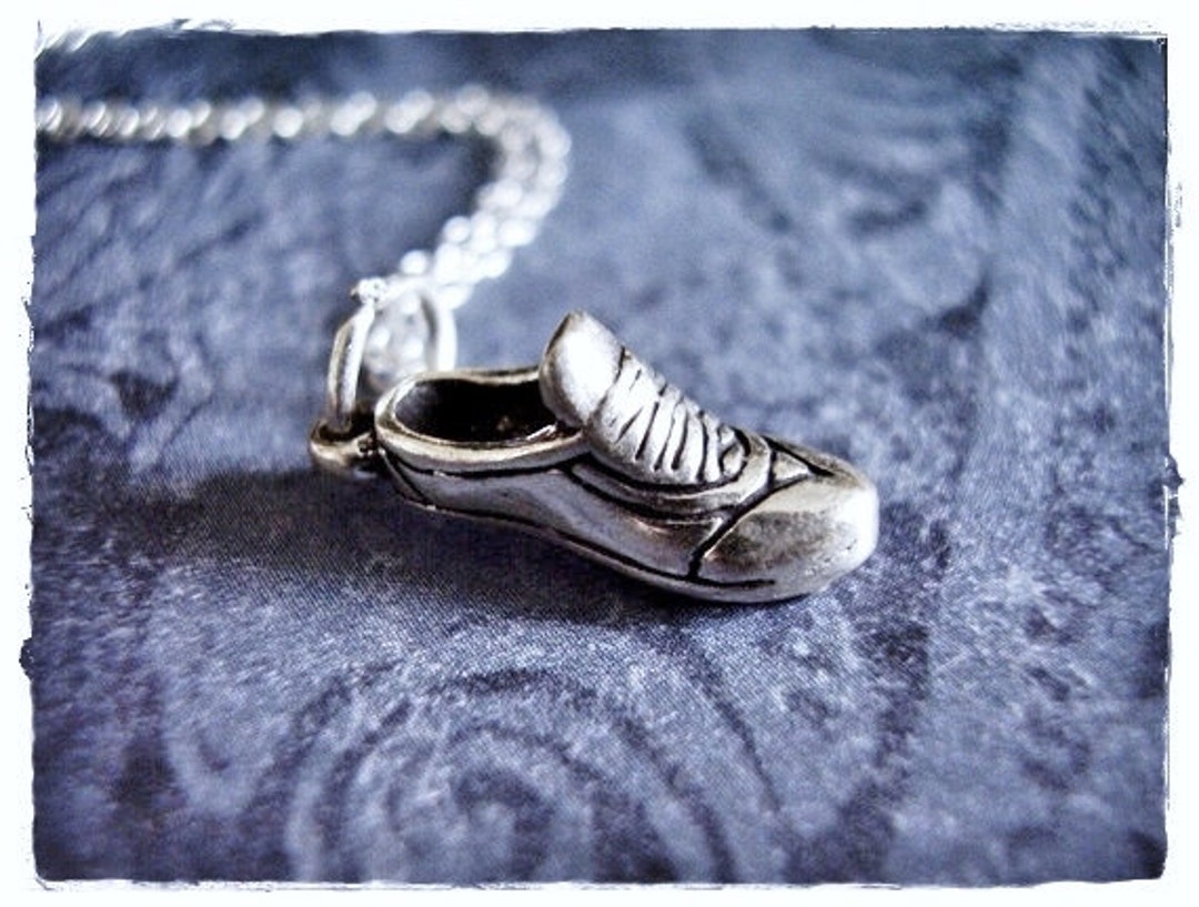Tiny Track Shoe Necklace - Sterling Silver Track Shoe Charm on a ...