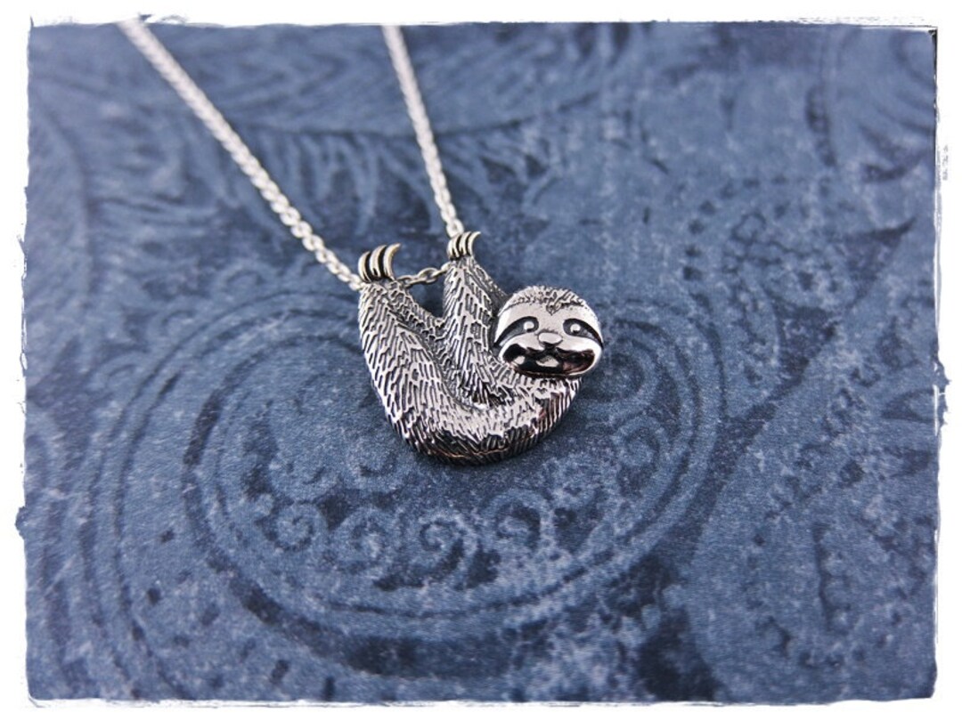 Silver Sloth Necklace - Sterling Silver Sloth Charm on a Delicate ...